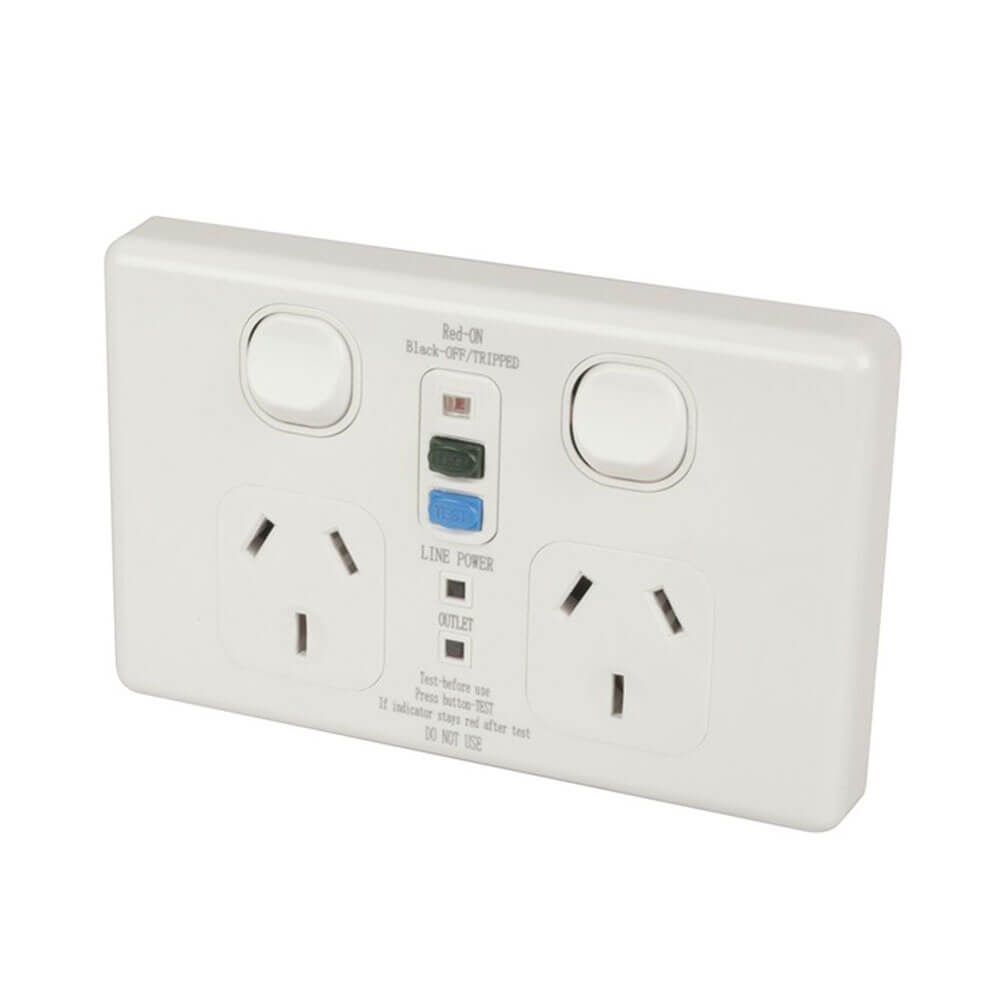 Powertech RCD Protected Double GPO Mains Socket 10A - His Gifts